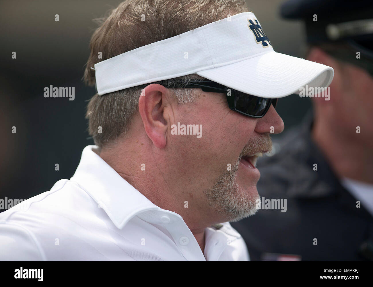 South Bend, Indiana, USA. 18th Apr, 2015. Notre Dame head coach Brian ...