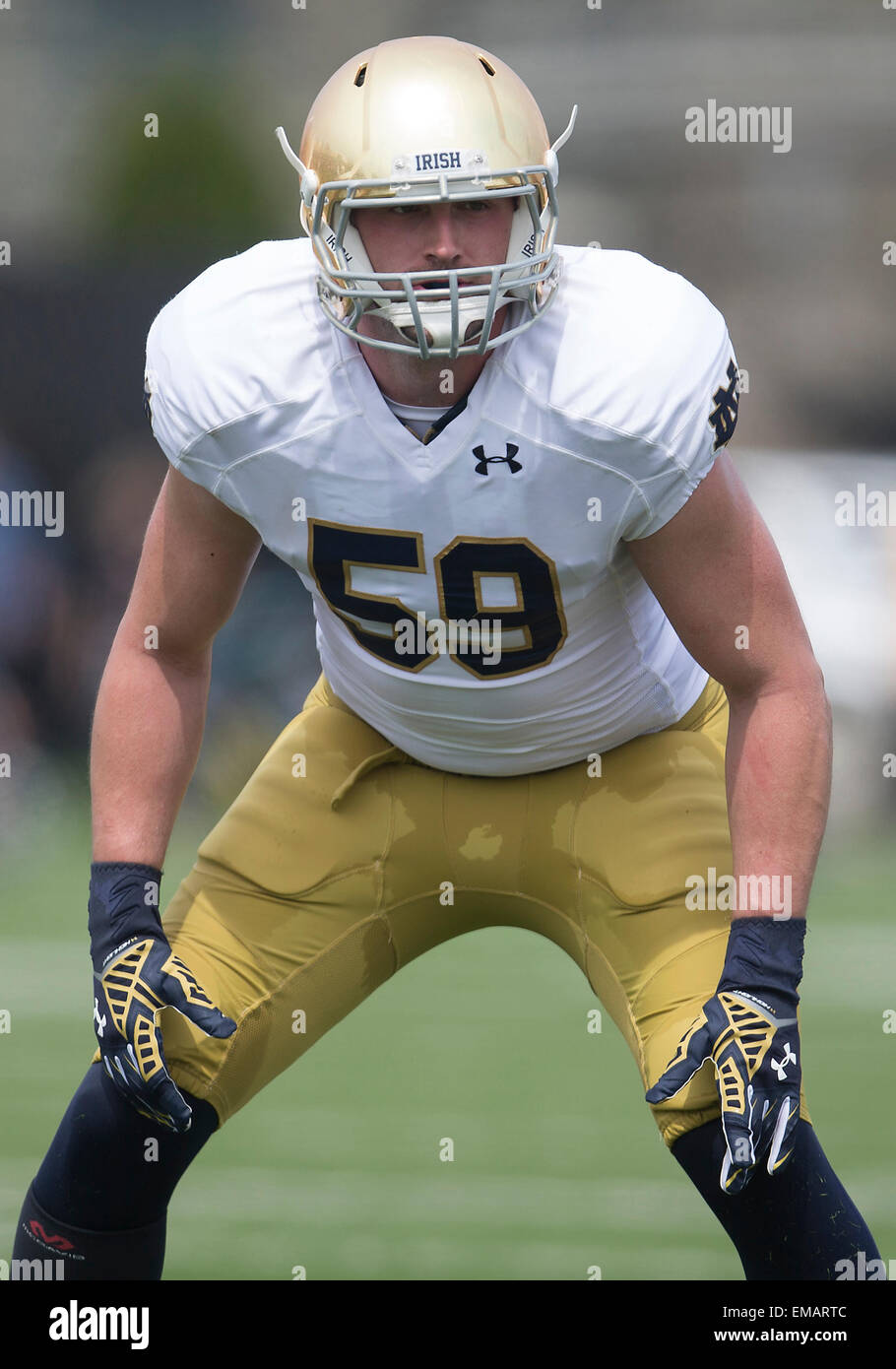 South Bend, Indiana, USA. 18th Apr, 2015. Notre Dame linebacker Jarrett ...