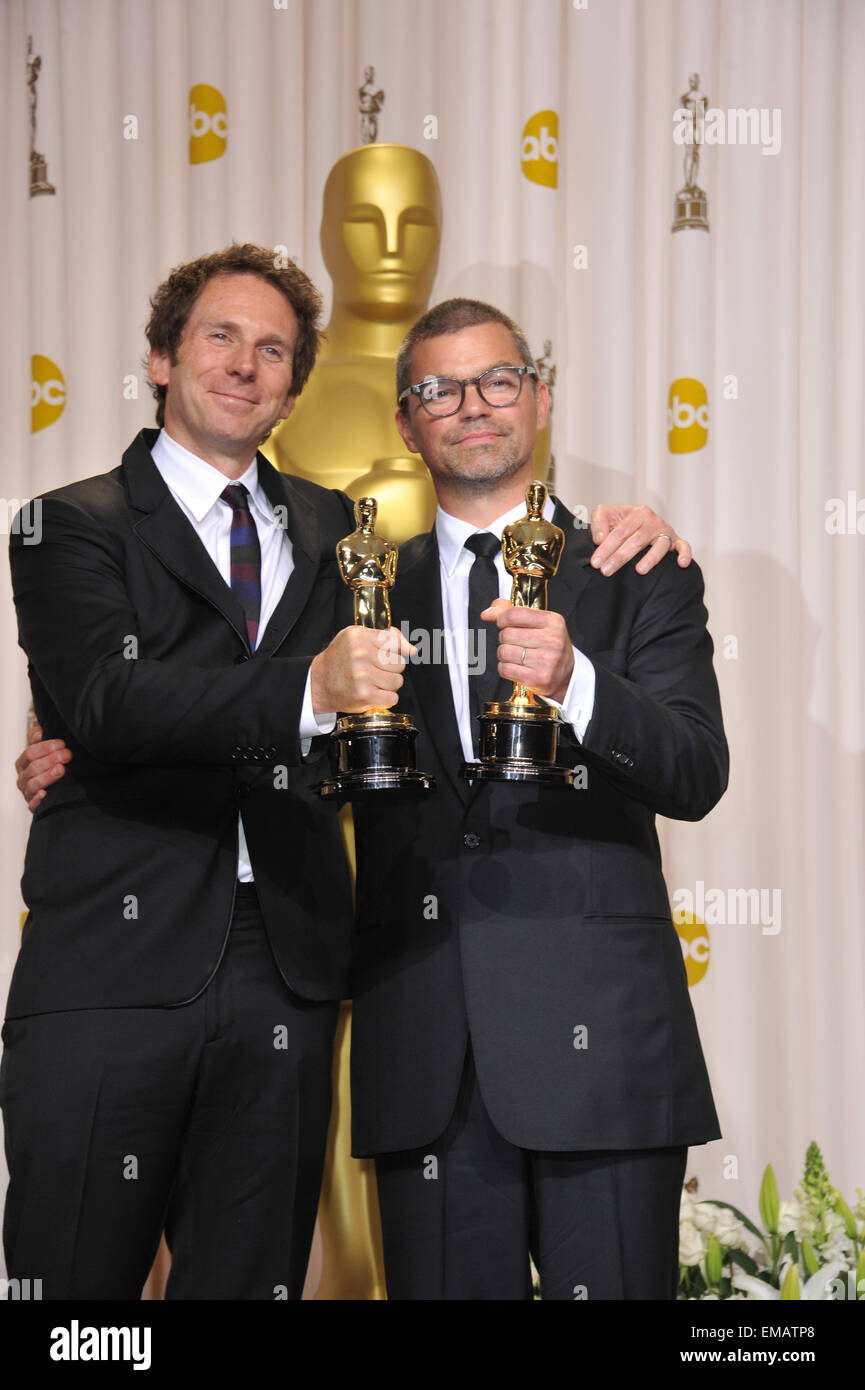 LOS ANGELES, CA - FEBRUARY 26, 2012: Kirk Baxter & Angus Wall, winner ...