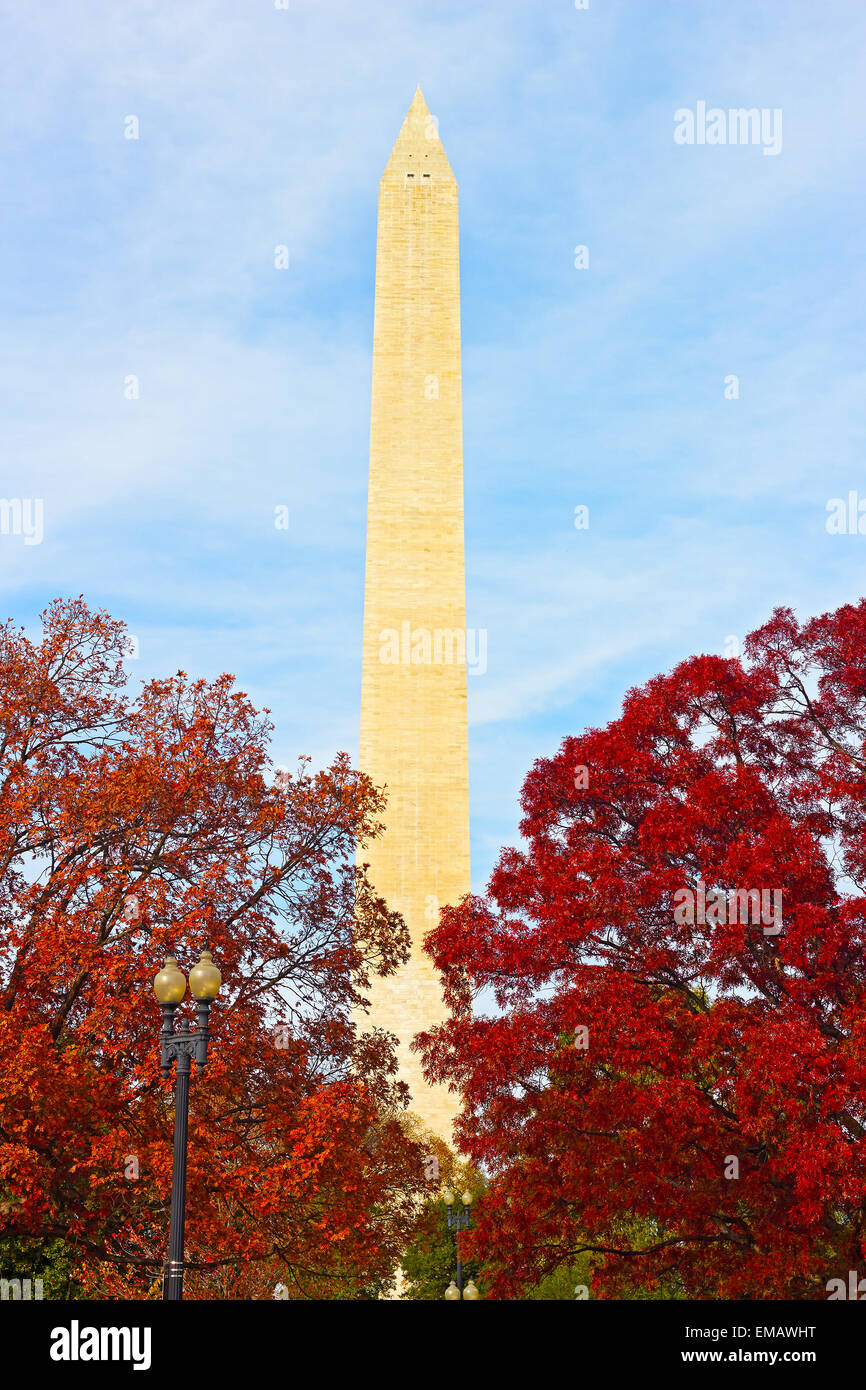 Washington National Monument in autumn with colorful trees Stock Photo ...