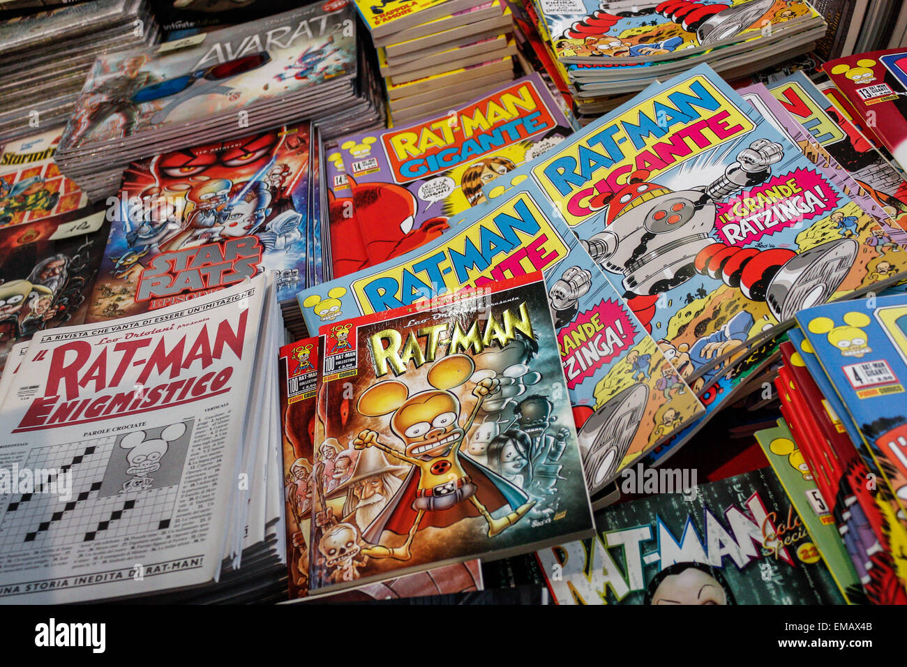 Turin, Italy. 18th Apr, 2015. Comics of Rat-Man by Leo Ortolani ...