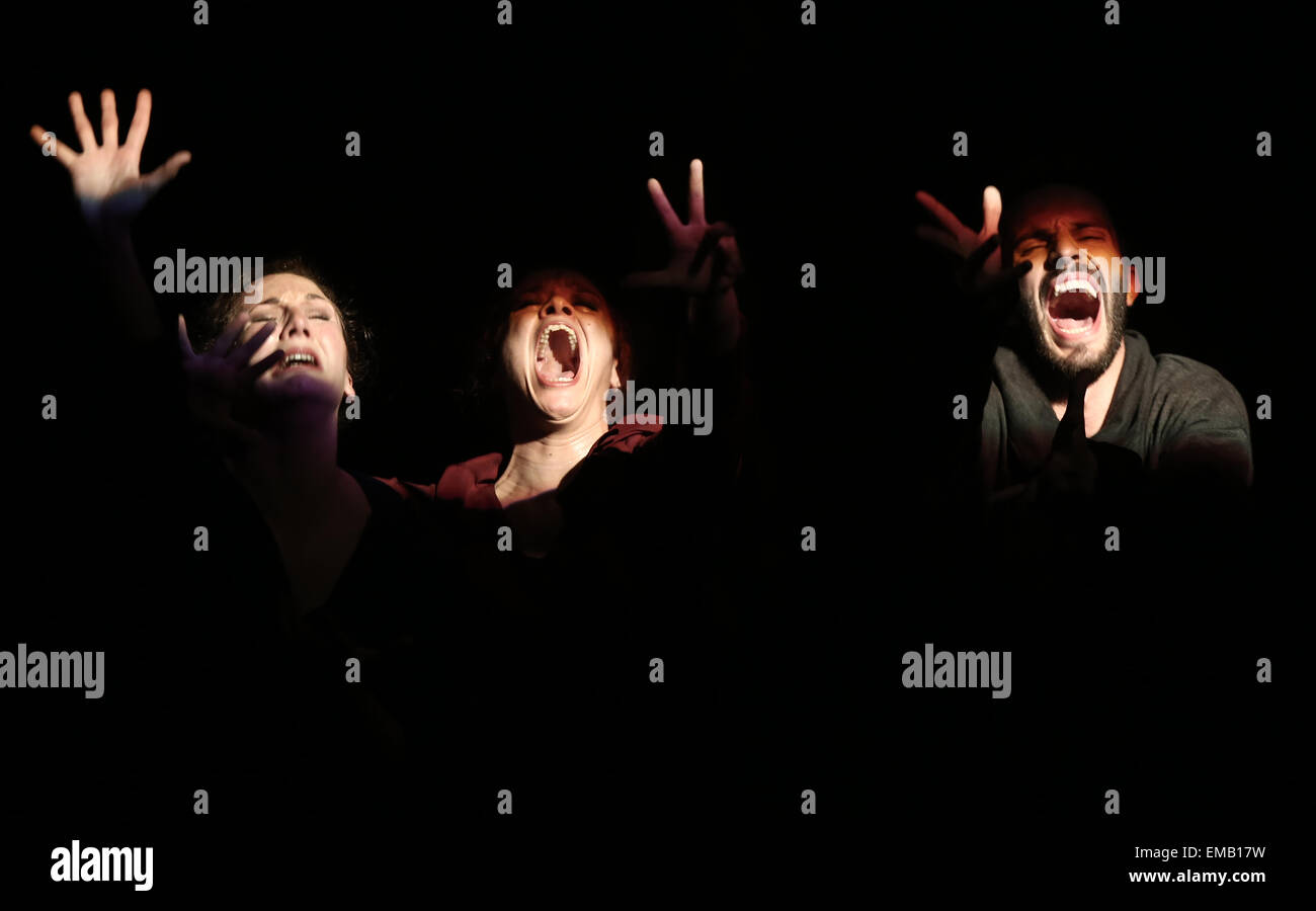 Beijing, China. 16th Apr, 2015. Dancers of Zfin Malta band perform ...