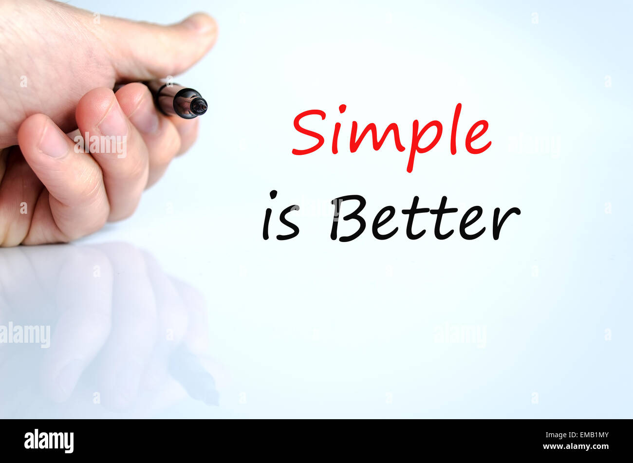 Simple is Better Concept Isolated Over White Background Stock Photo - Alamy