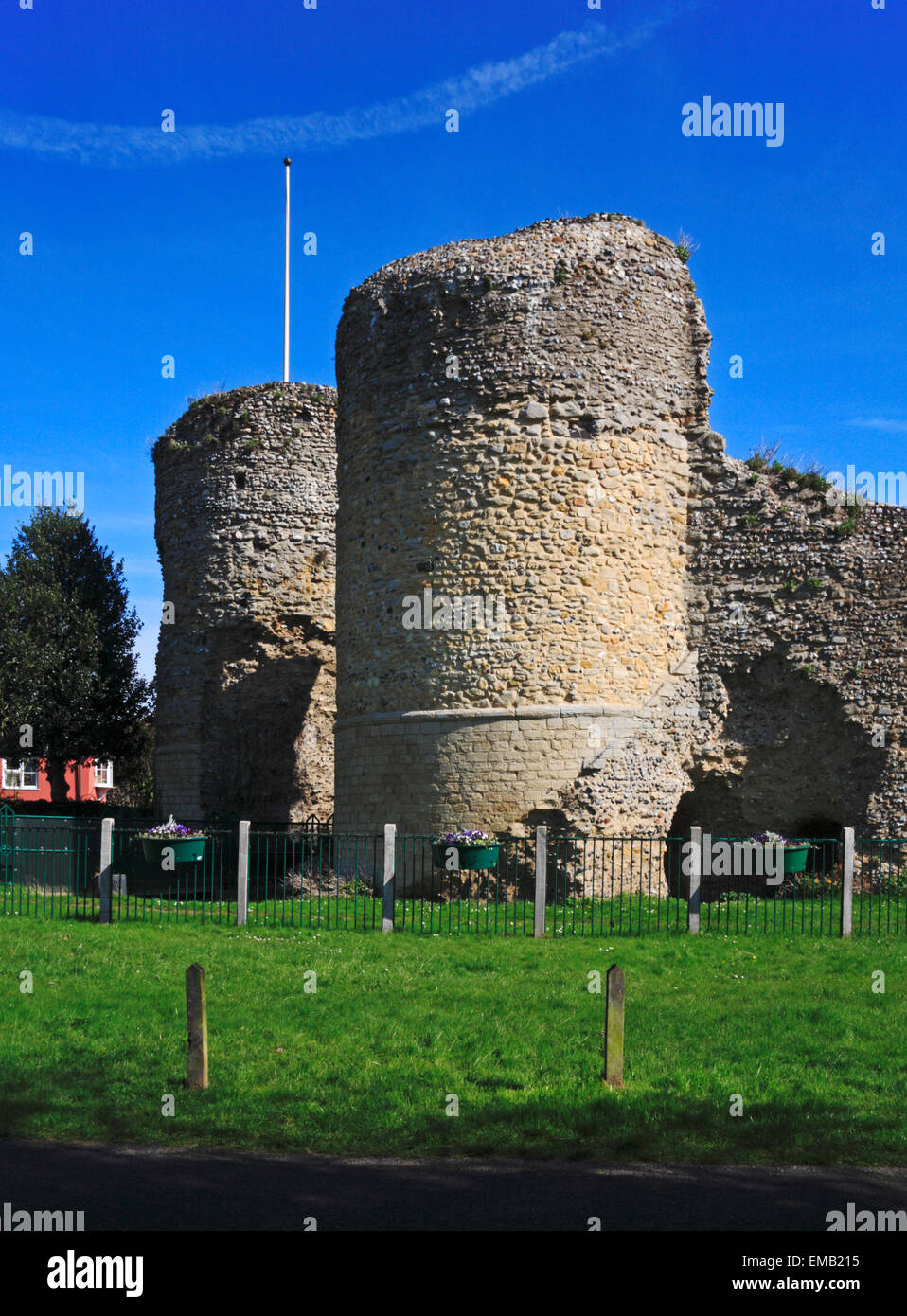 A view of the remains of the massive twin-towered gatehouse of Bungay ...