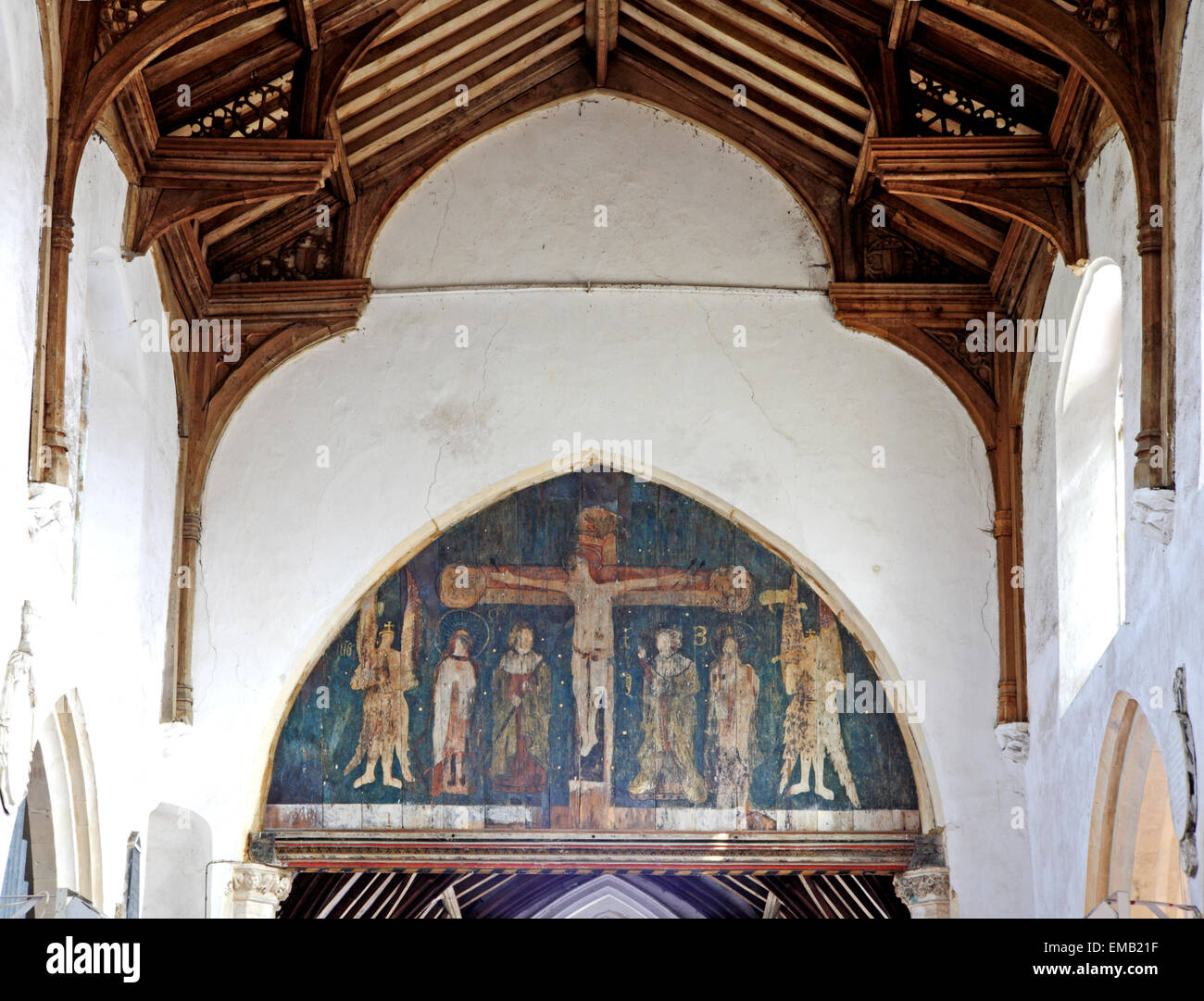 A view of the chancel arch with Tympanum in the parish church of St ...