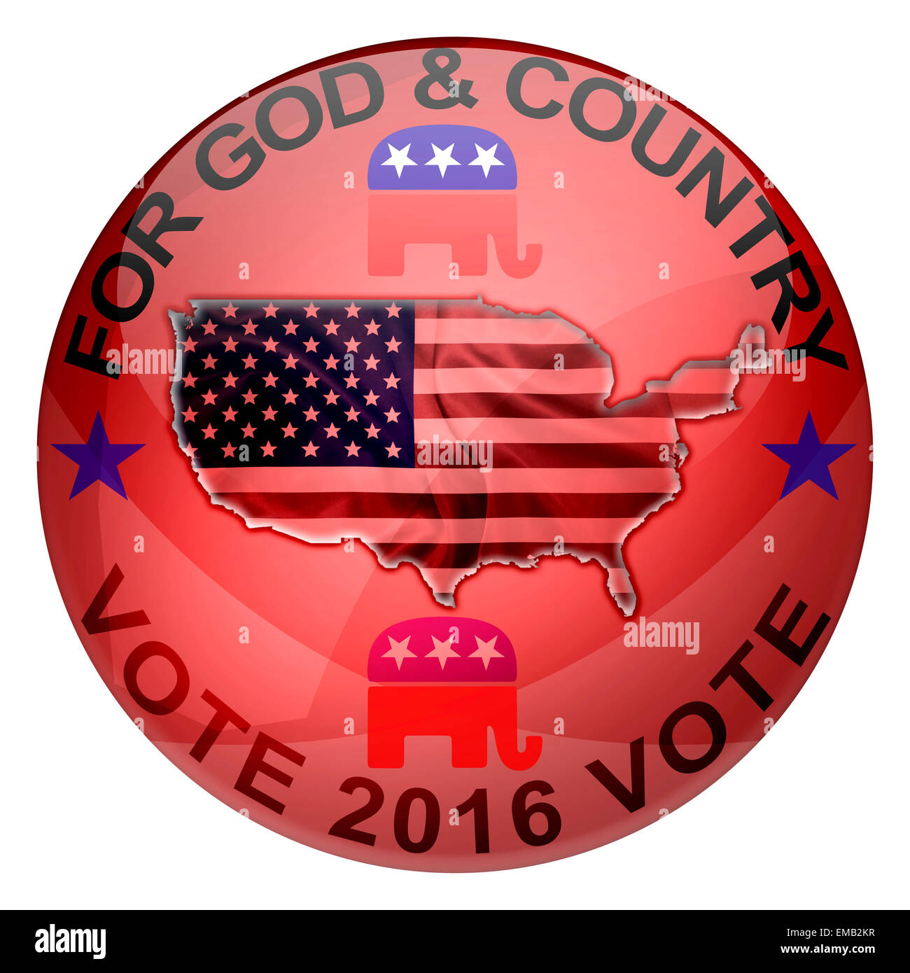 Elections button shape with Republican party icon Stock Photo - Alamy