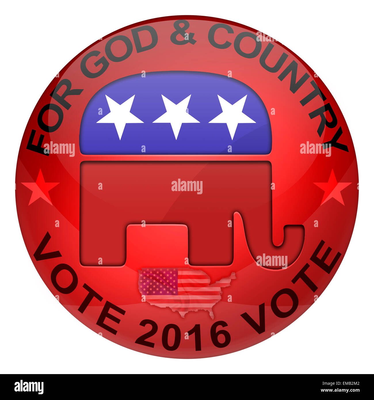 Elections button shape with Republican party icon Stock Photo - Alamy