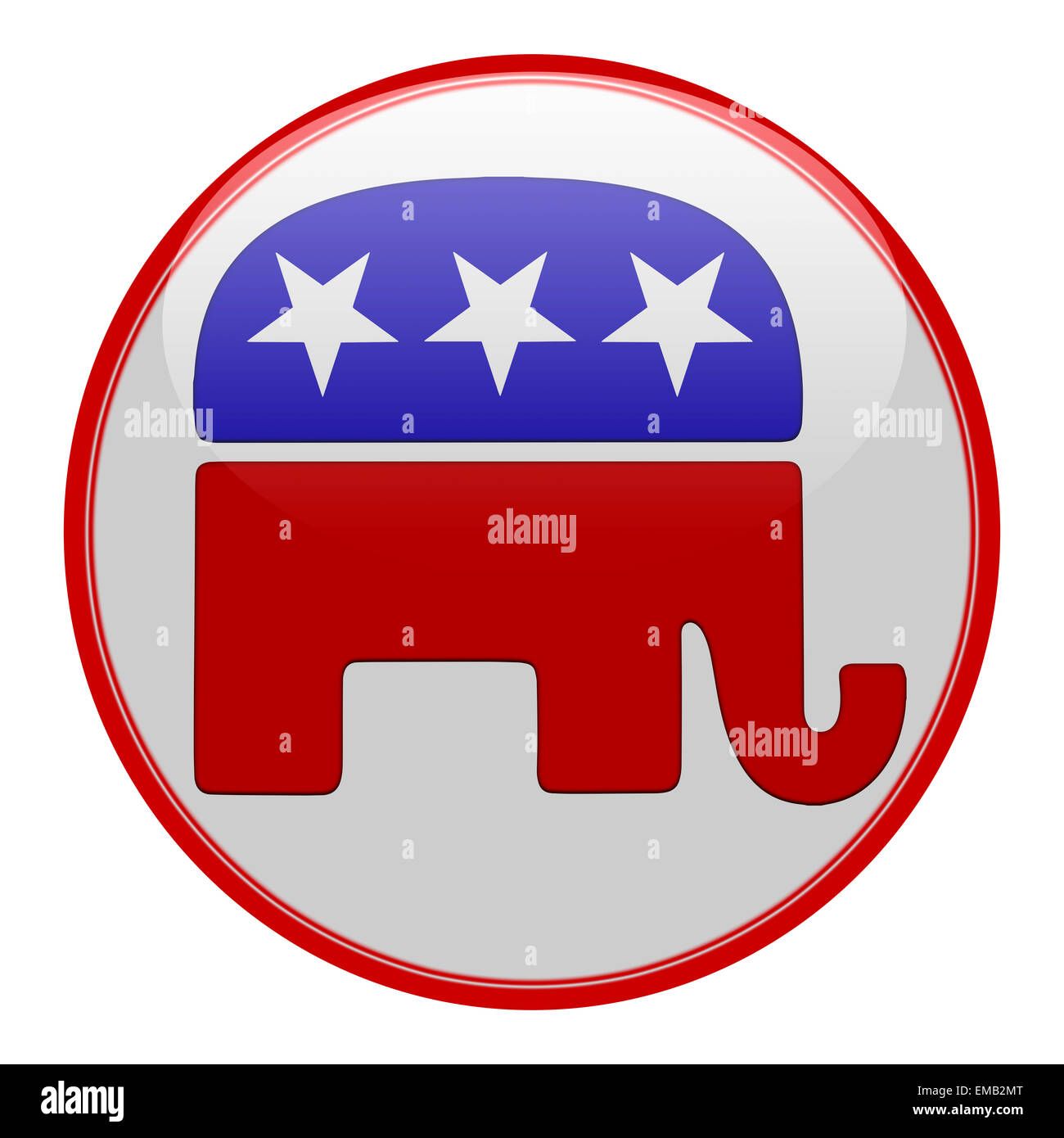 Elections button shape with Republican party icon Stock Photo - Alamy