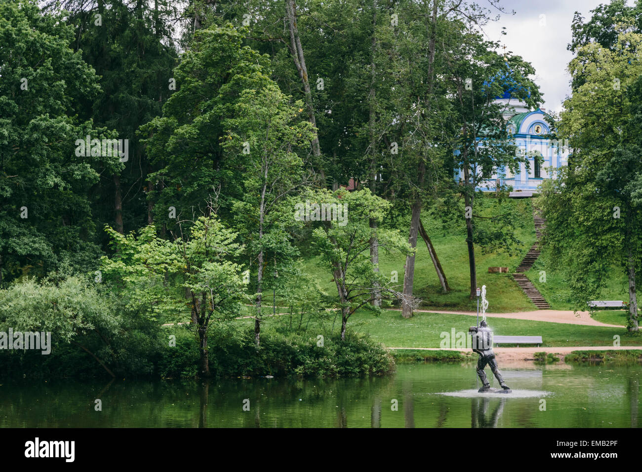 Cesis castle park, Cesis, Latvia in summer with Christ Transfiguration ...