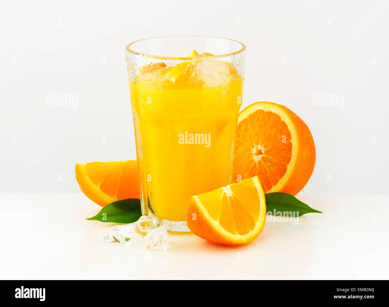 Glass of orange juice with ice Stock Photo - Alamy