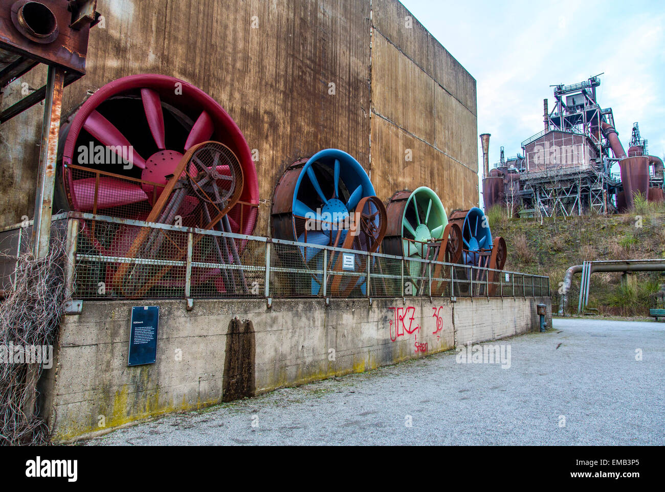 Former steel works in Duisburg, Germany, today a "Lanschaftspark ...