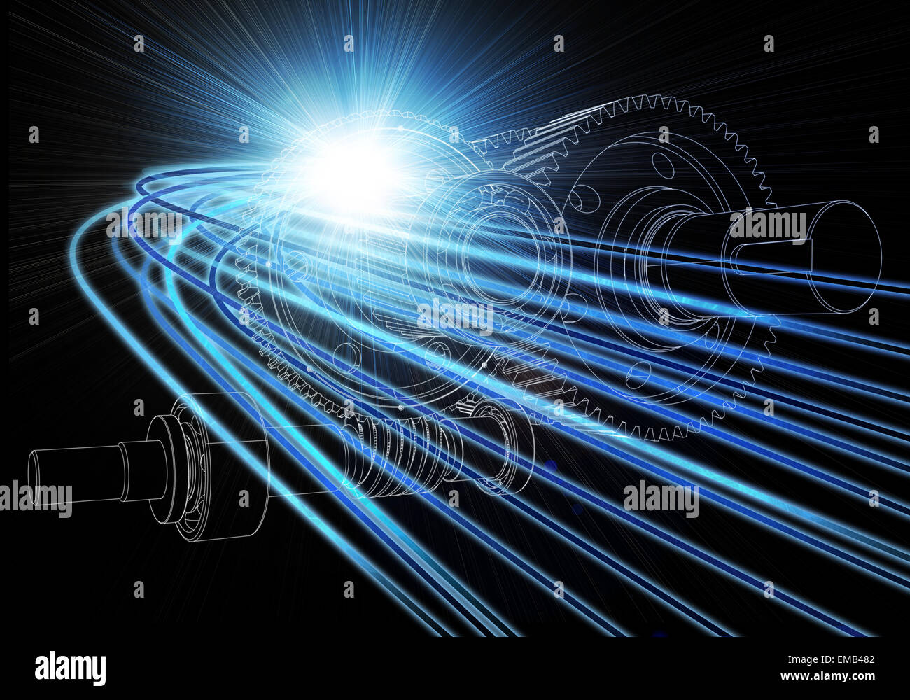 Wire-frame gears with bearings and shafts Stock Photo - Alamy