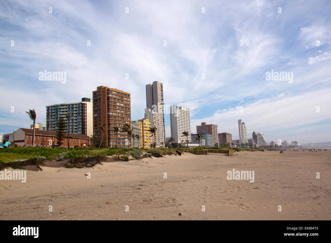 Early morning view of Golden Mile beach front skyline in Durban, South ...