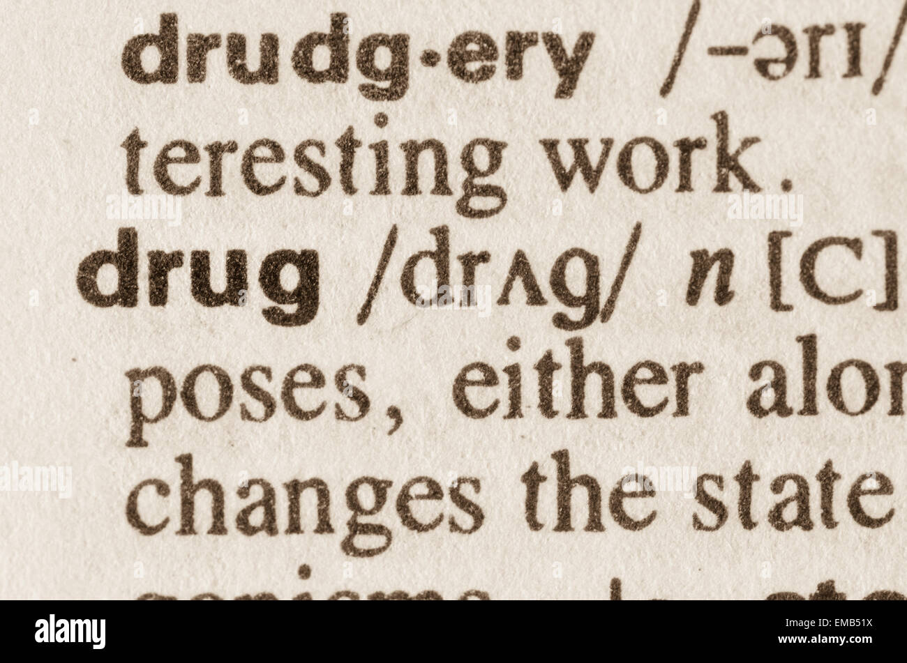 Definition of word drug in dictionary Stock Photo - Alamy