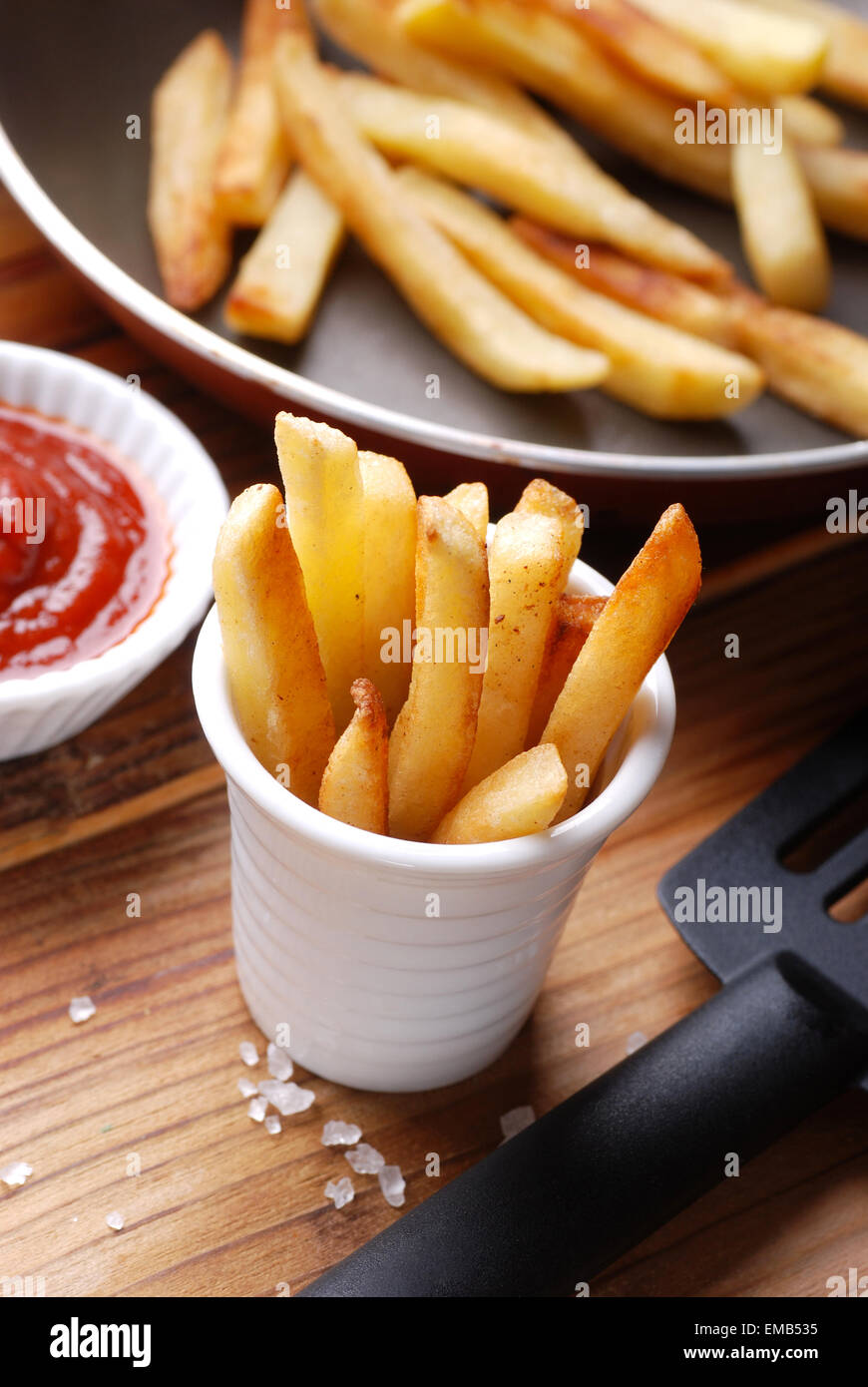 portion of french fries with ketchup Stock Photo - Alamy