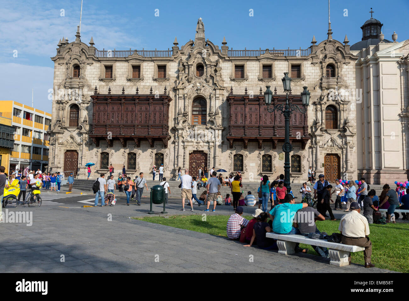 Lima, Peru. Archbishop's Palace, on the Plaza de Armas Stock Photo - Alamy