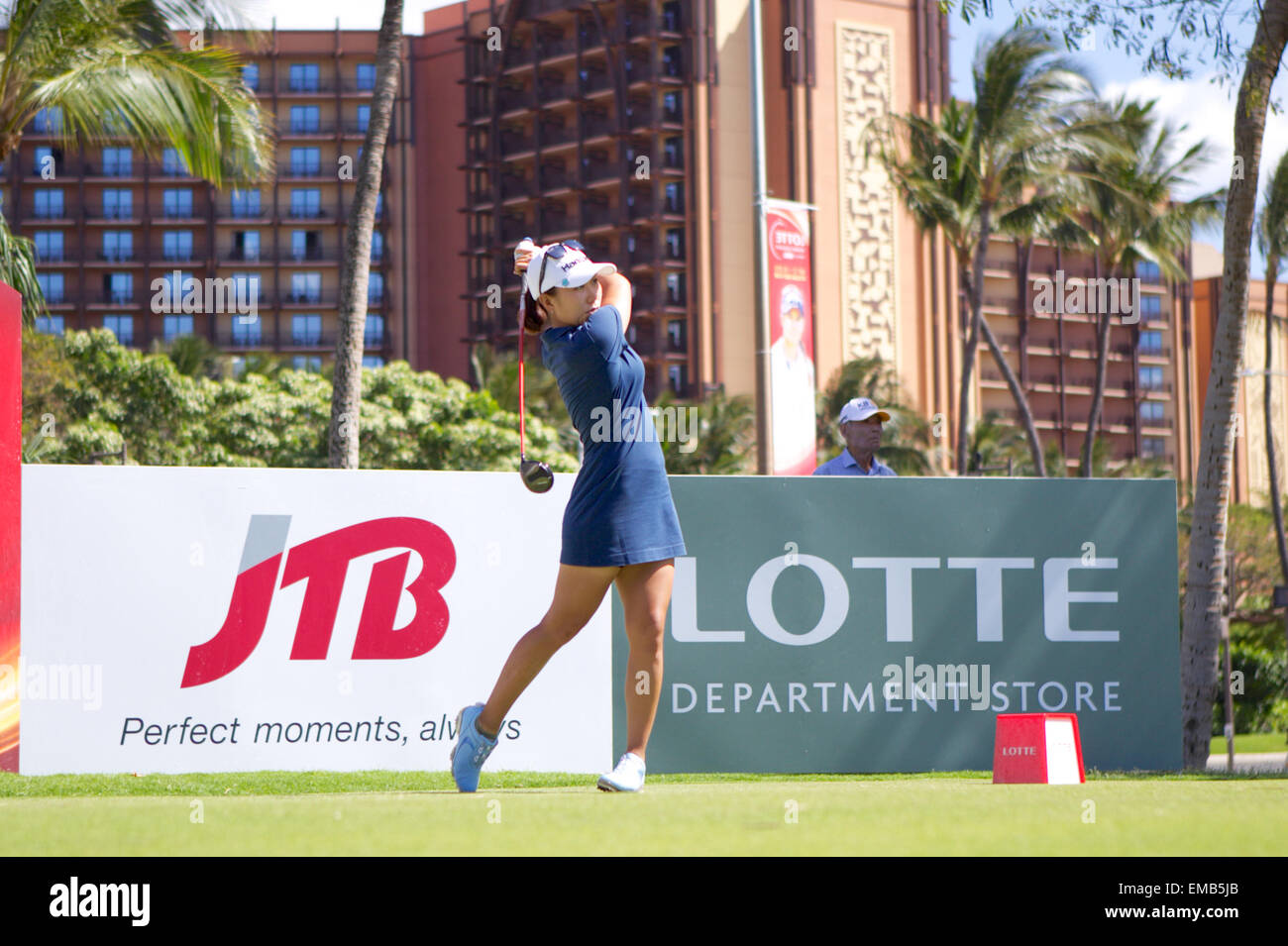 April 18, 2015 - I.K. Kim hits her drive during the final round of the ...