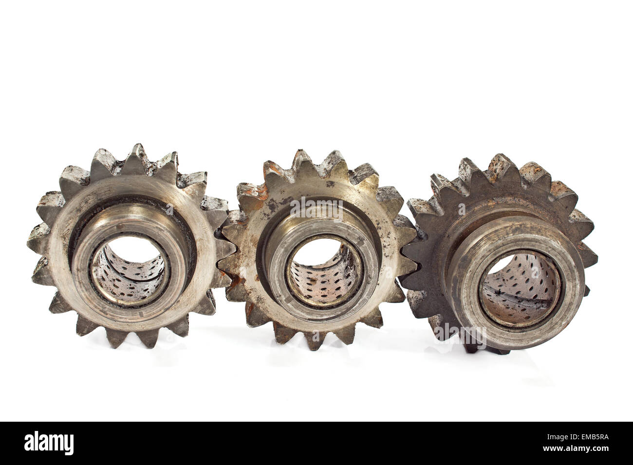 Old metal cogs isolated on white Stock Photo - Alamy