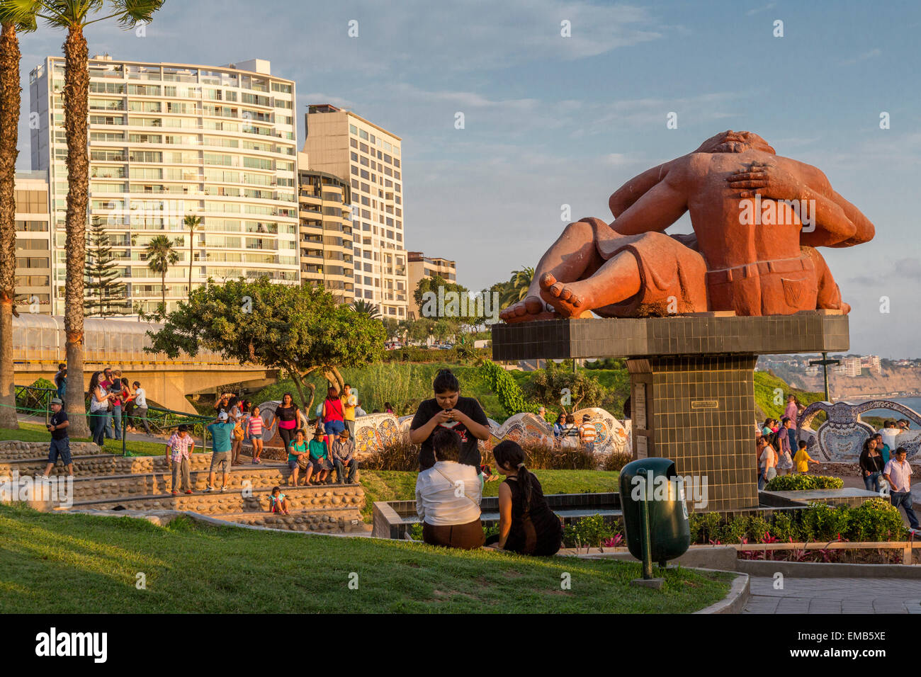 Peru, Lima. Love Park (Parque del Amor). Sculpture "The Kiss" (El Beso ...