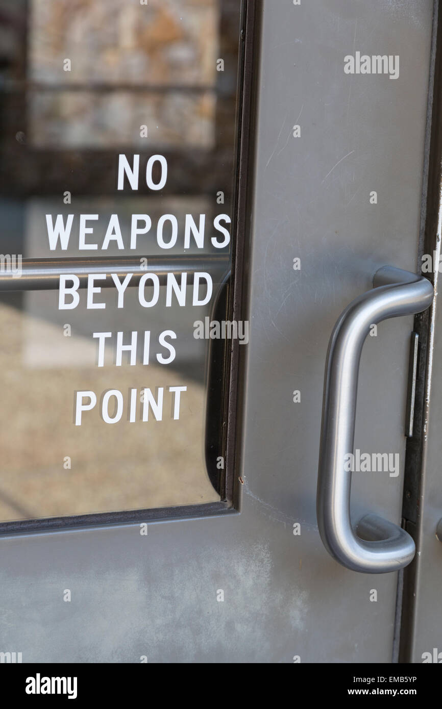 Gun Control. "No Weapons Beyond this Point." Entrance to Roadside Rest ...