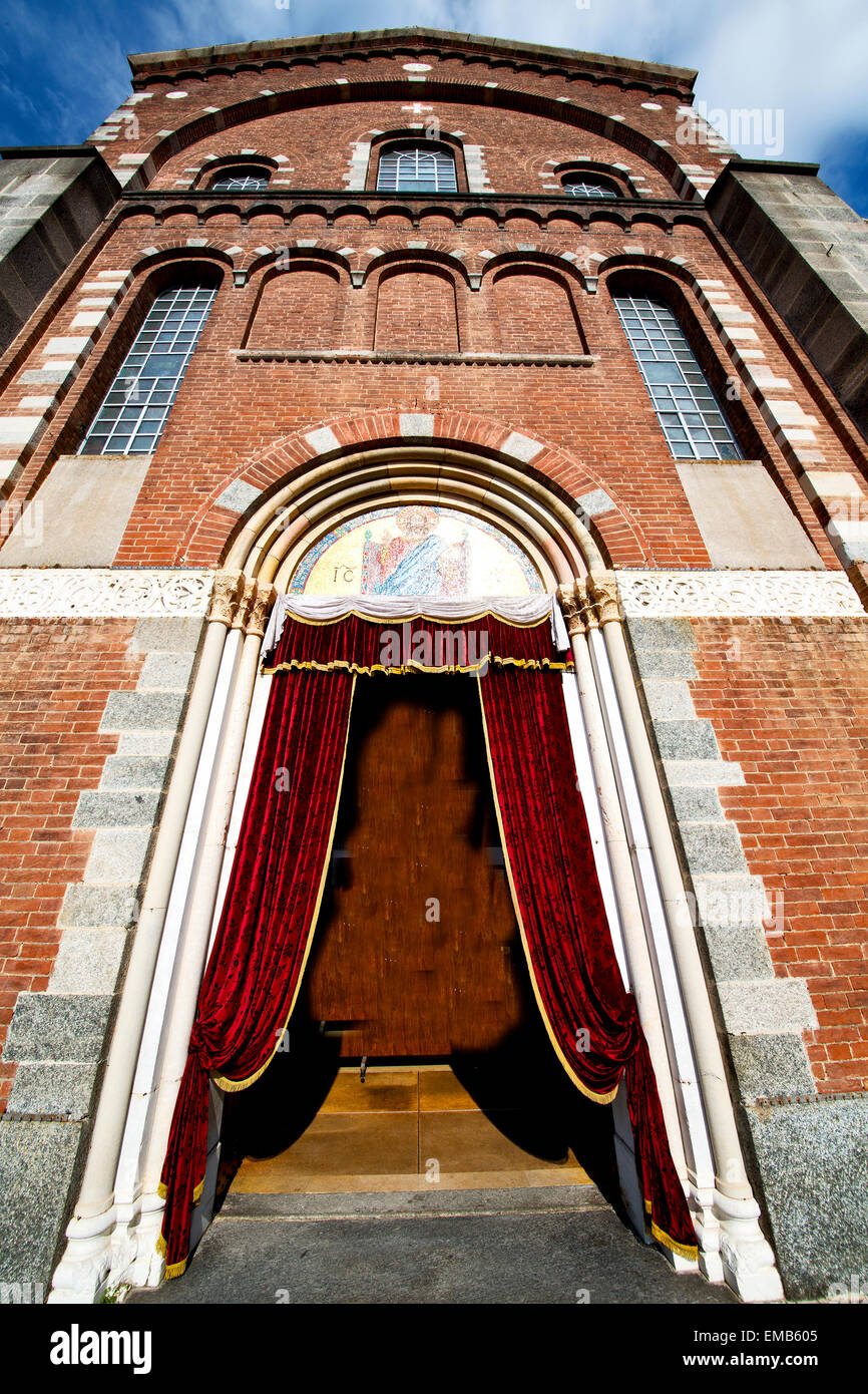 church in the legnano closed brick tower sidewalk italy lombardy old ...