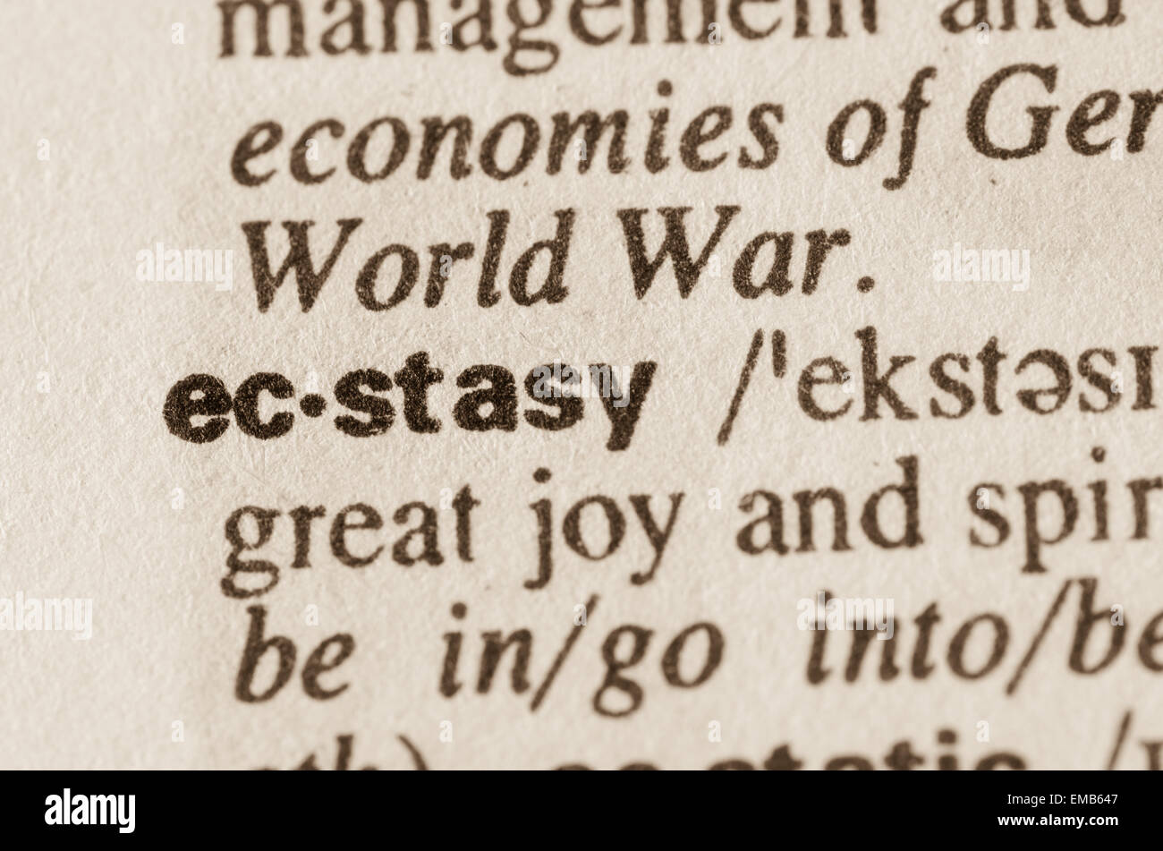 Definition of word ecstasy in dictionary Stock Photo - Alamy