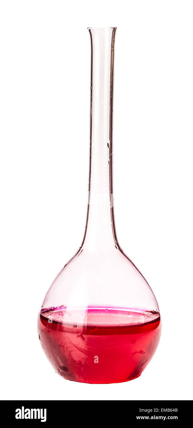flask with reagent red on a white background isolated Stock Photo - Alamy