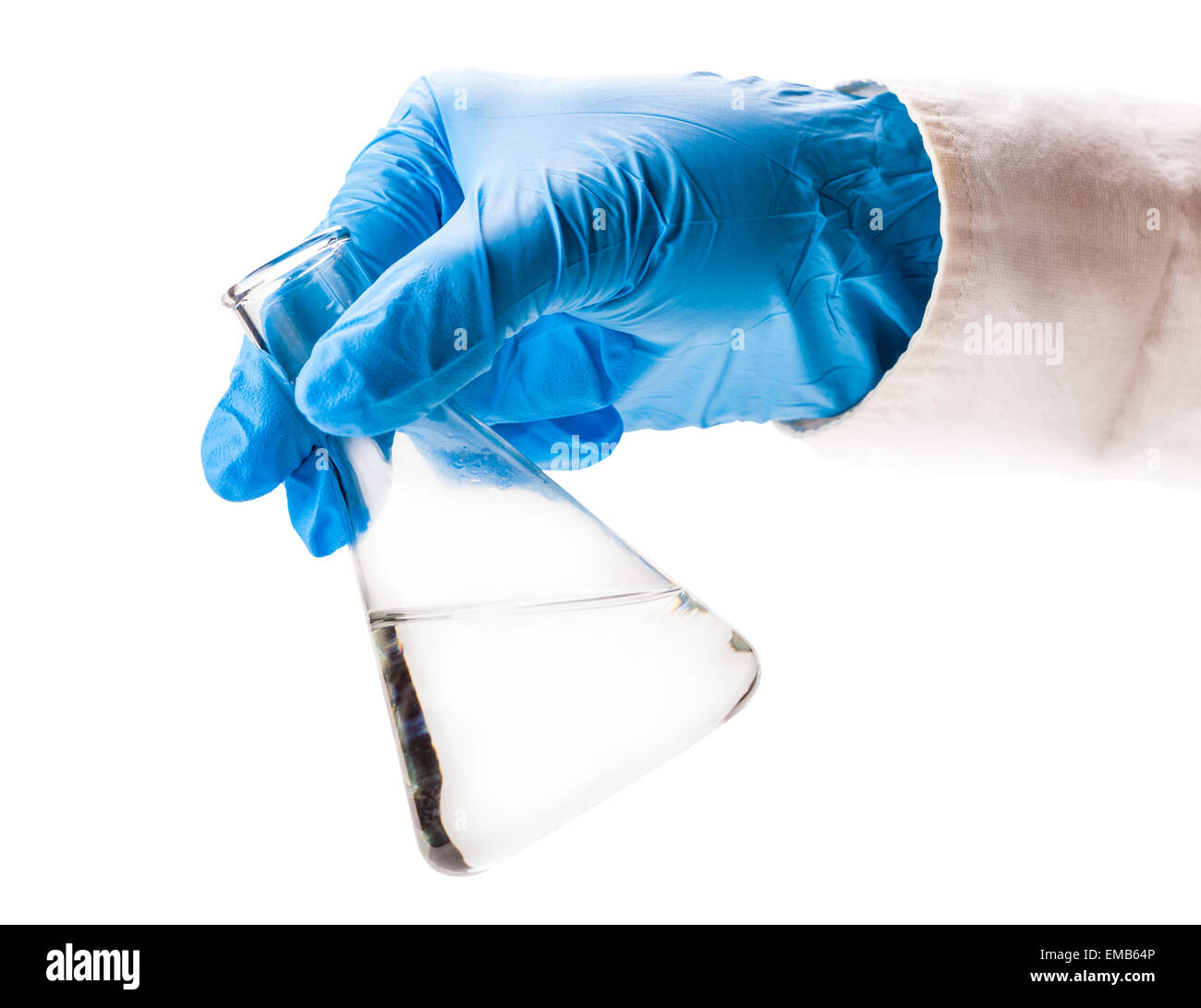 flask in hand on white background isolated Stock Photo - Alamy