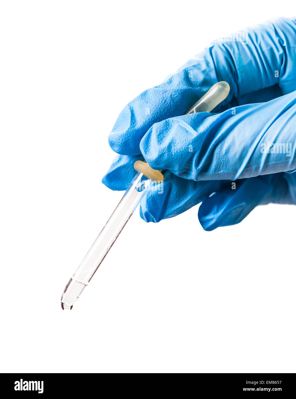 pipette in hand worker on white isolated background Stock Photo - Alamy