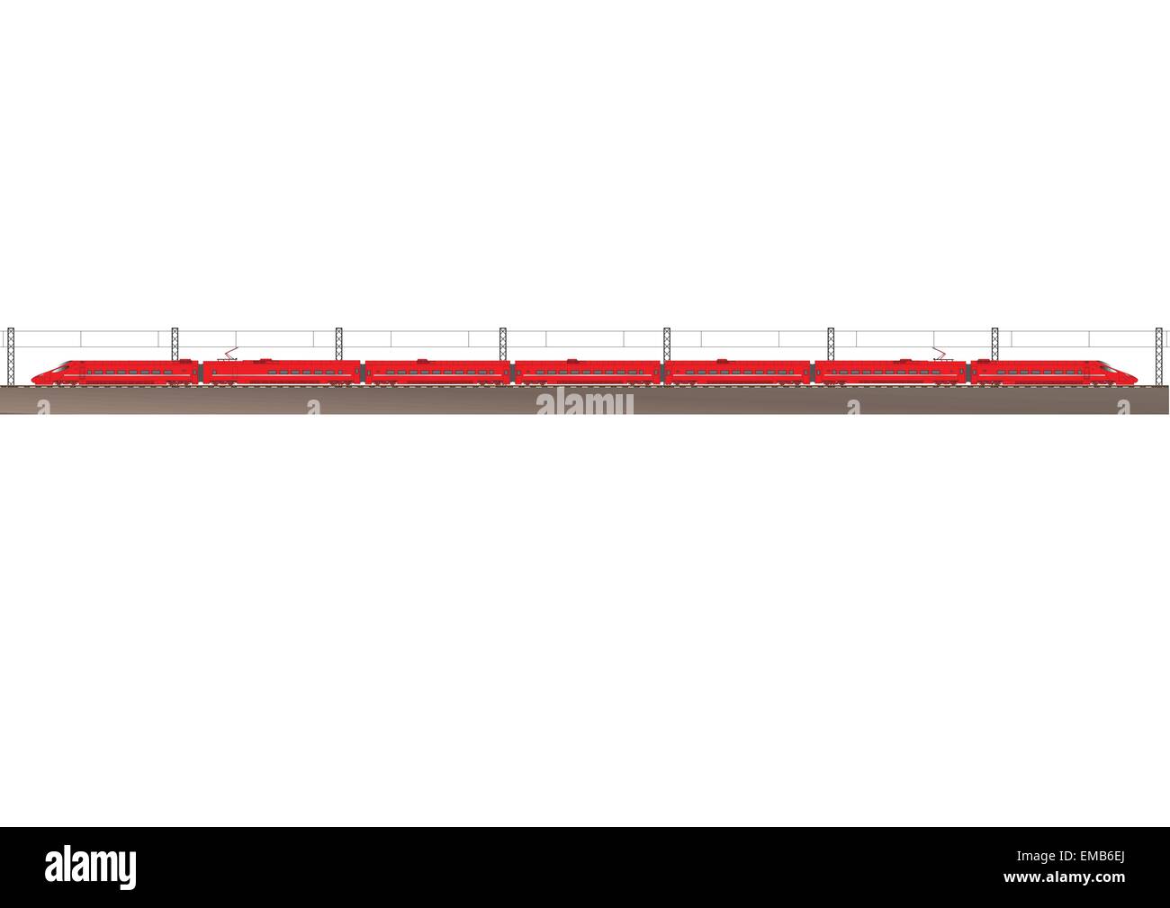 Red High Speed Electric Tilting Train Power Units and Carriages ...