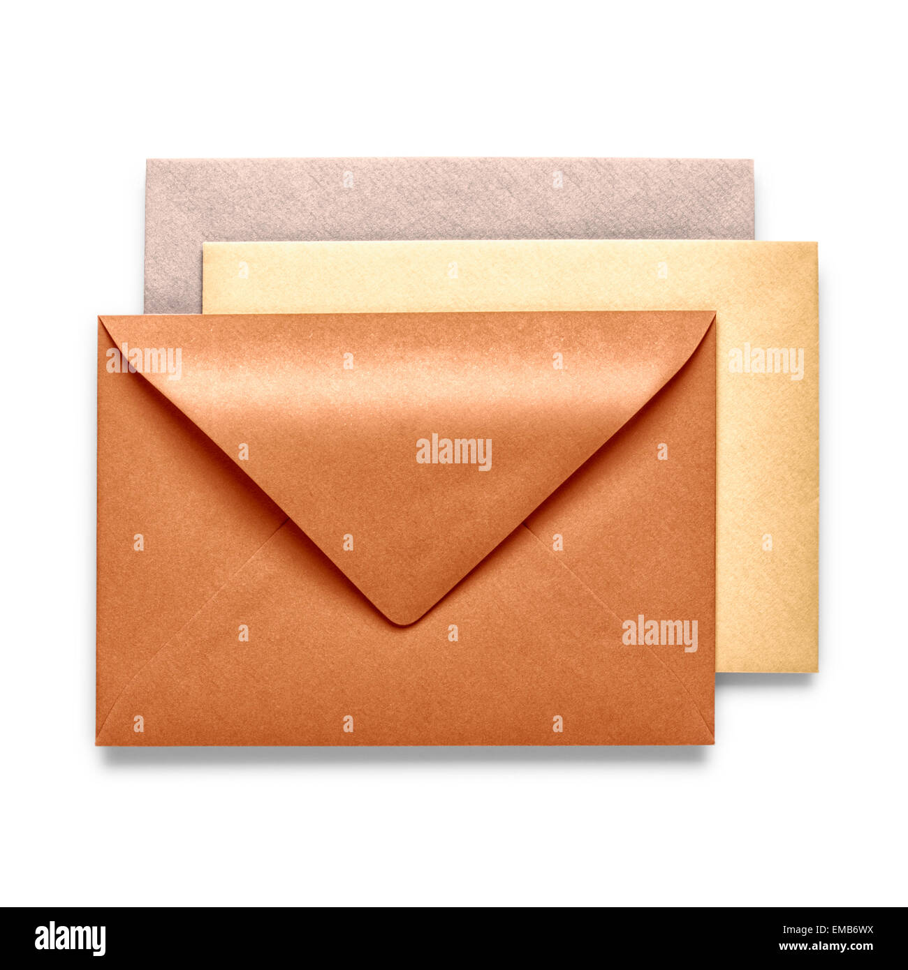 Vintage brown envelopes isolated on white background. Objects group ...
