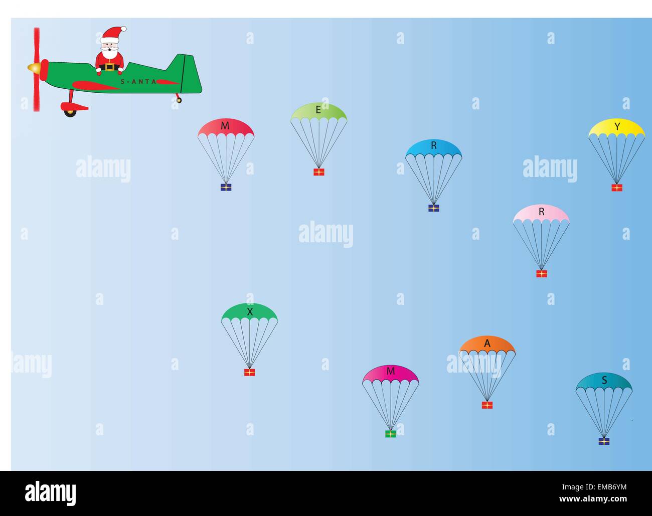 Santa claus parachuting Stock Vector Images - Alamy