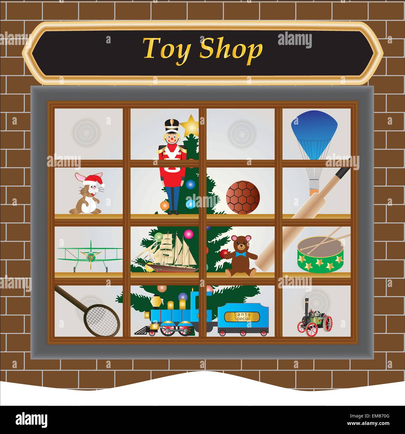 Toy train window display christmas Stock Vector Images - Alamy
