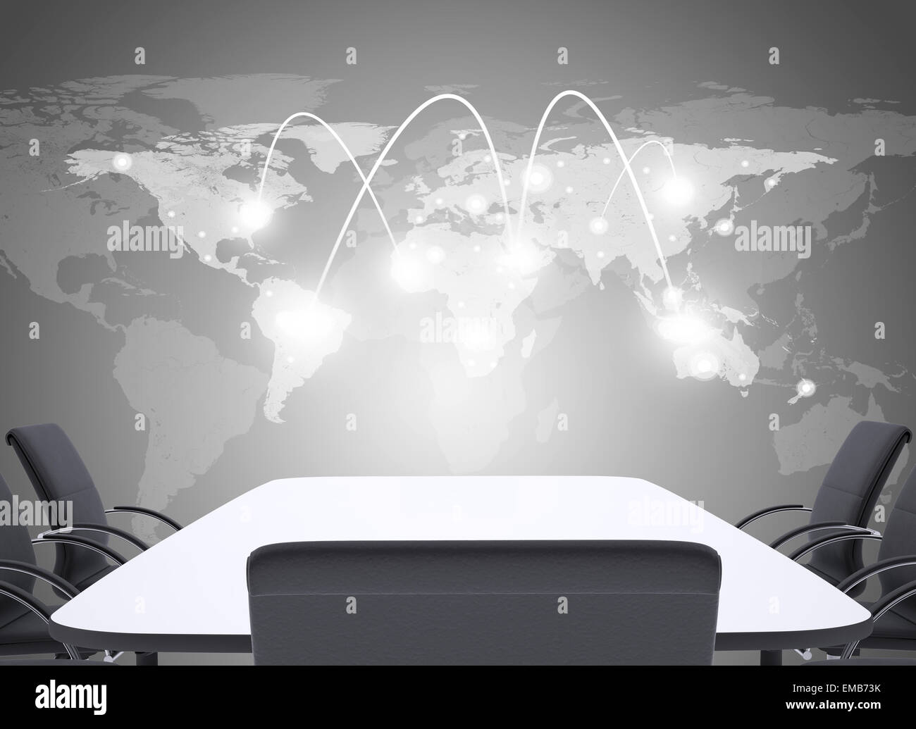 Colorless picture of Business office with empty table and chairs Stock ...