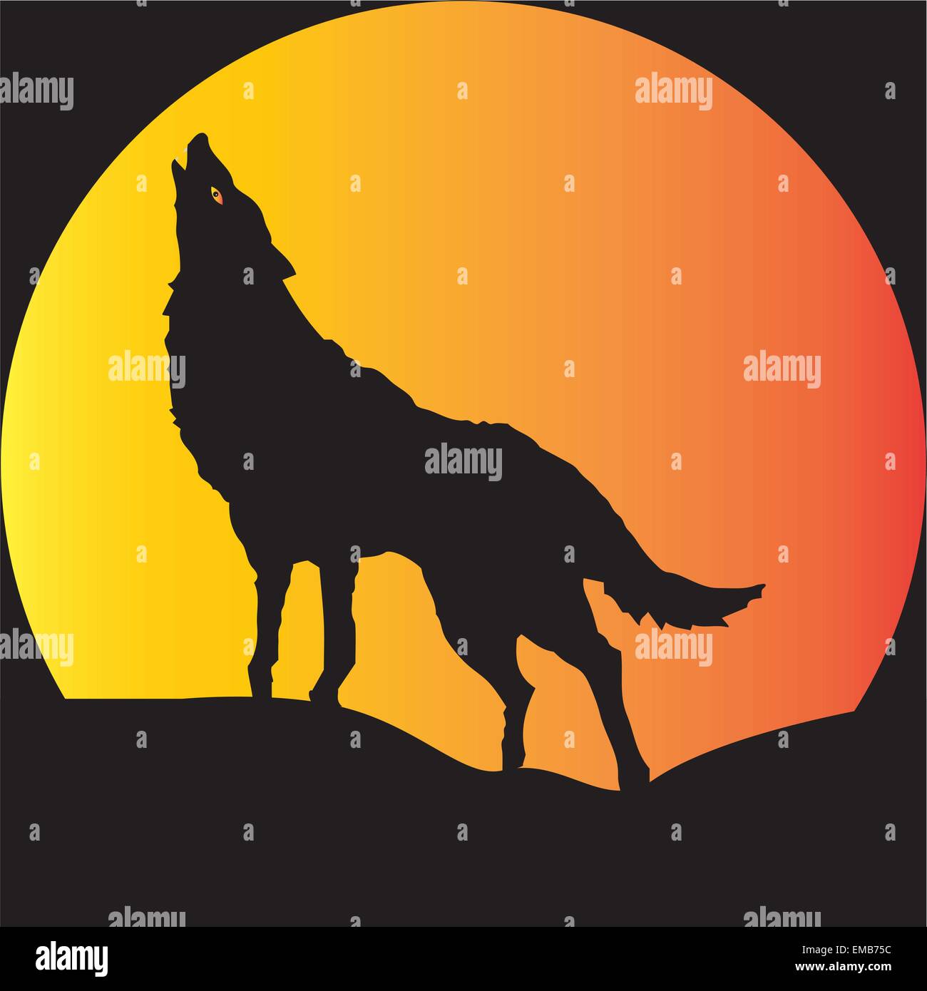 Howling Wolf Silhouette Moon