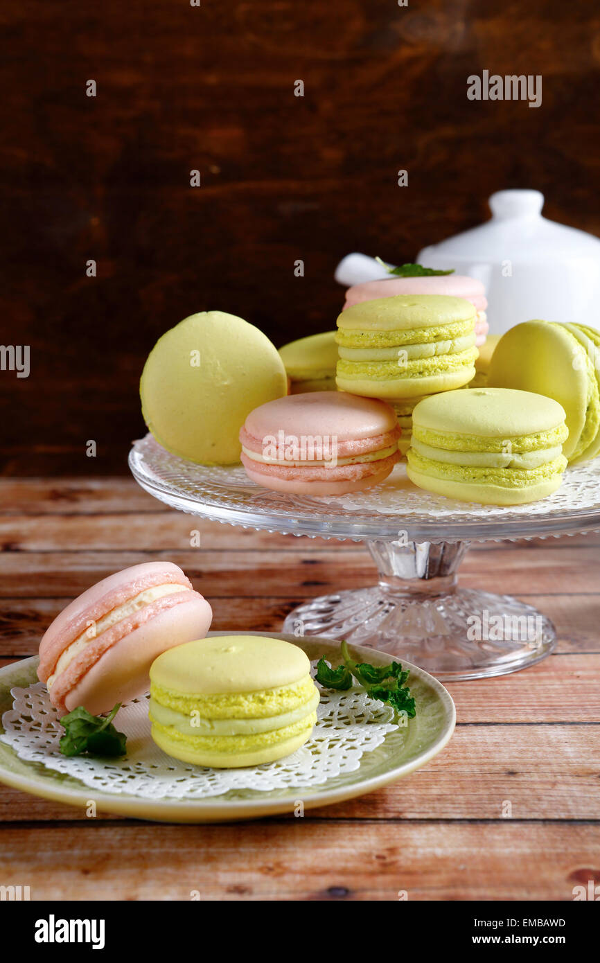 Colourful macaroon on a stand, food Stock Photo - Alamy