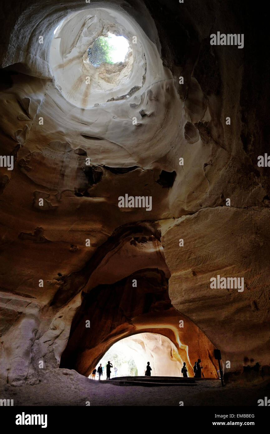 Interior view of the Bell Cave at the Beit Guvrin-Maresha National Park ...