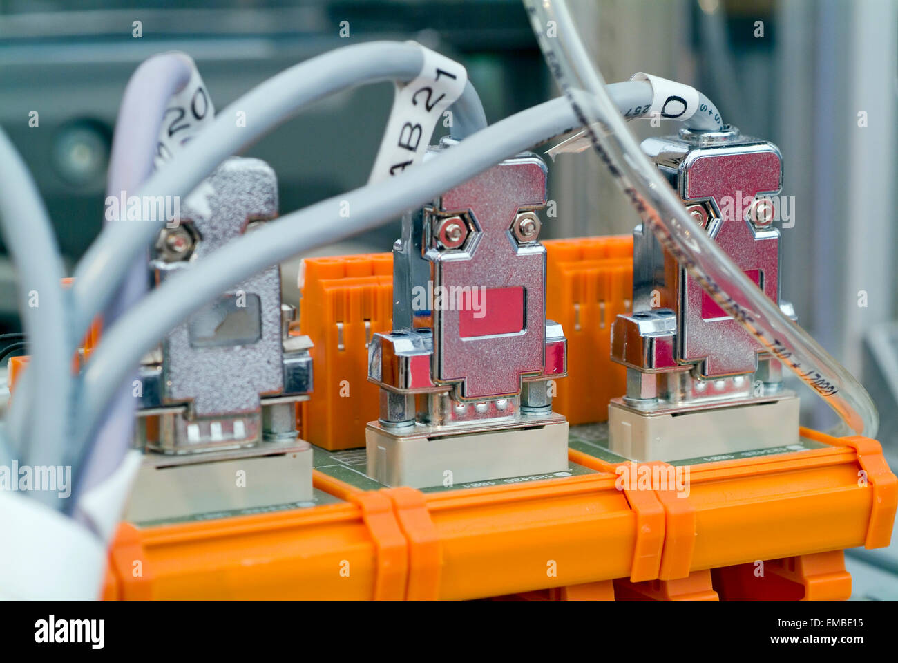 Panel with connectors, cables and modules Stock Photo - Alamy