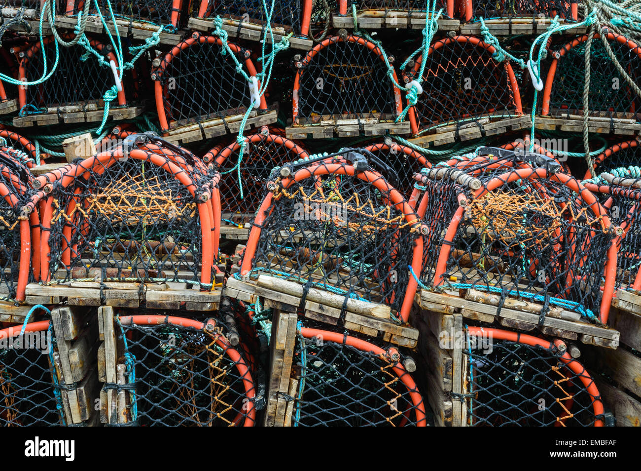 Stack of lobster pots in Whitby Stock Photo - Alamy