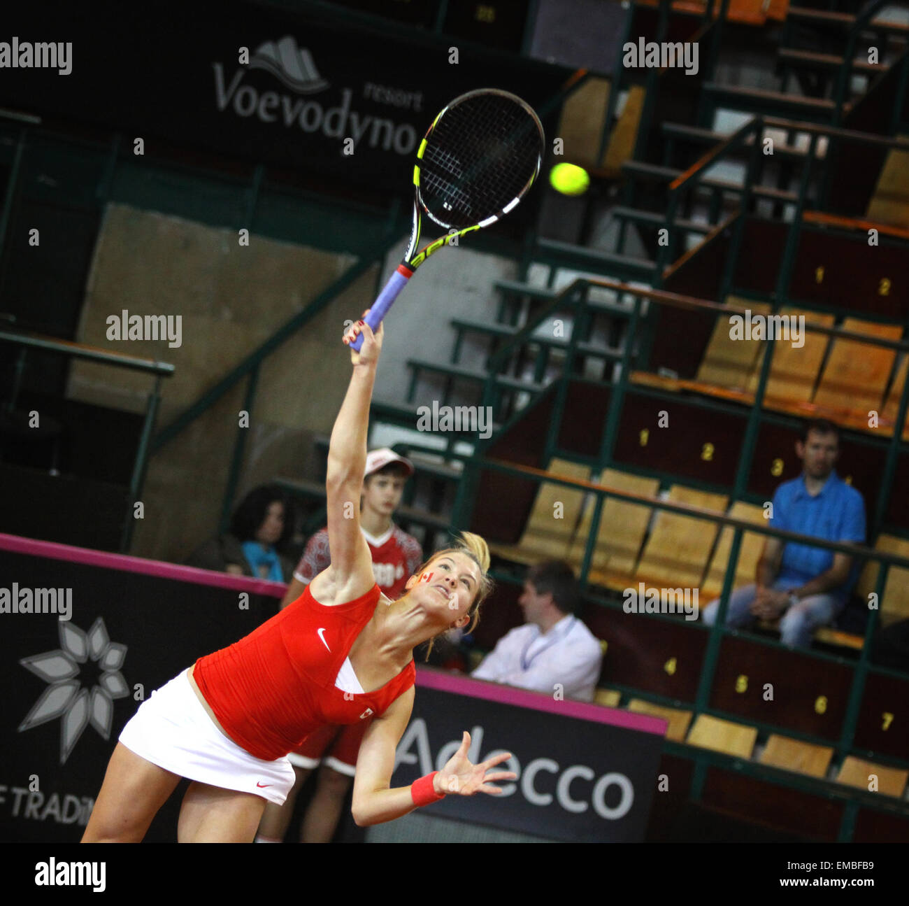 Kyiv Ukraine April 21 2013 Eugenie Bouchard Of Canada Serves