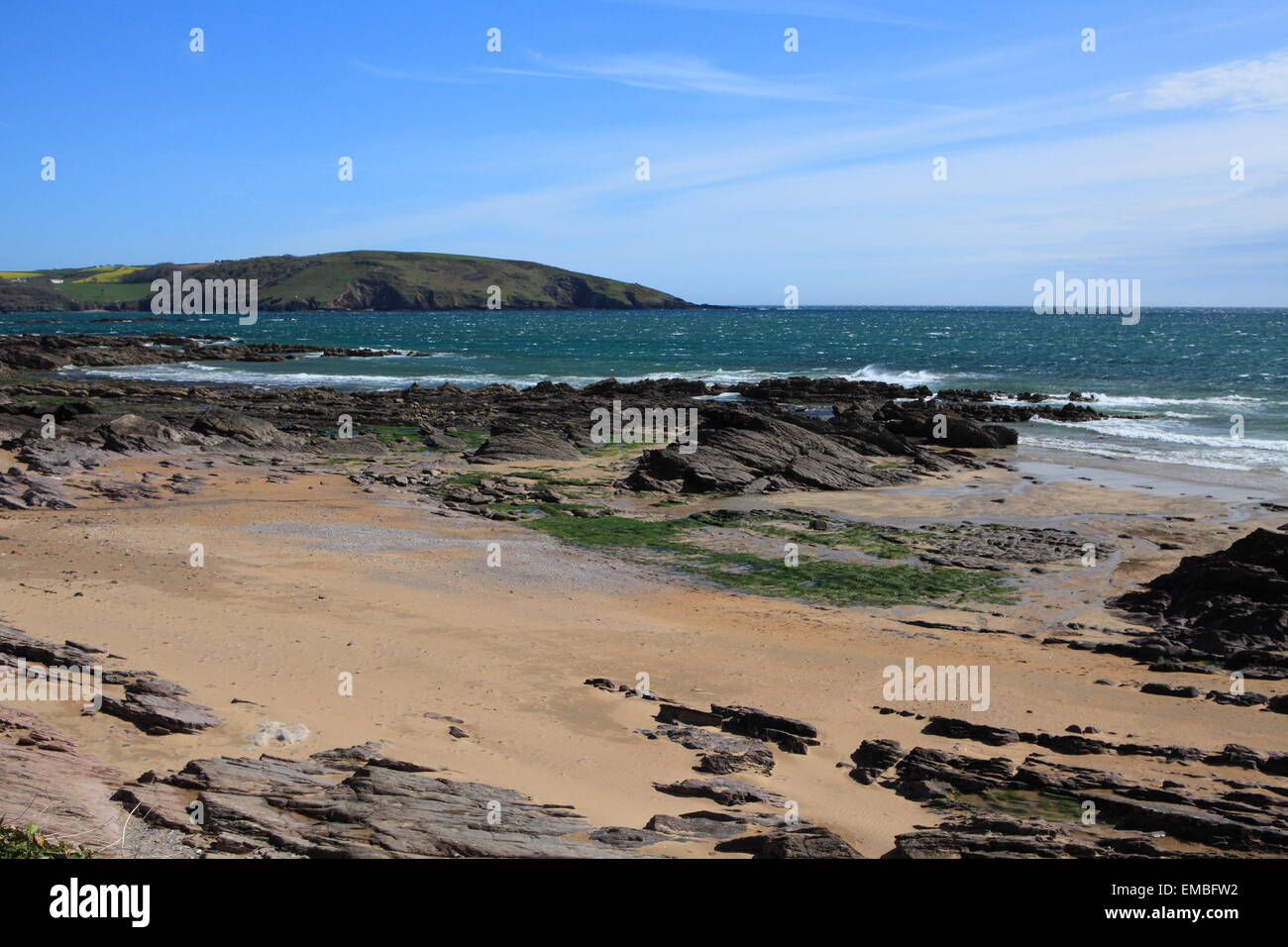 Glorious blustery spring day, Wembury bay, Devon, England, UK Stock ...
