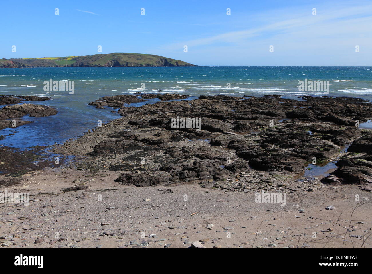 Glorious blustery spring day, Wembury bay, Devon, England, UK Stock ...