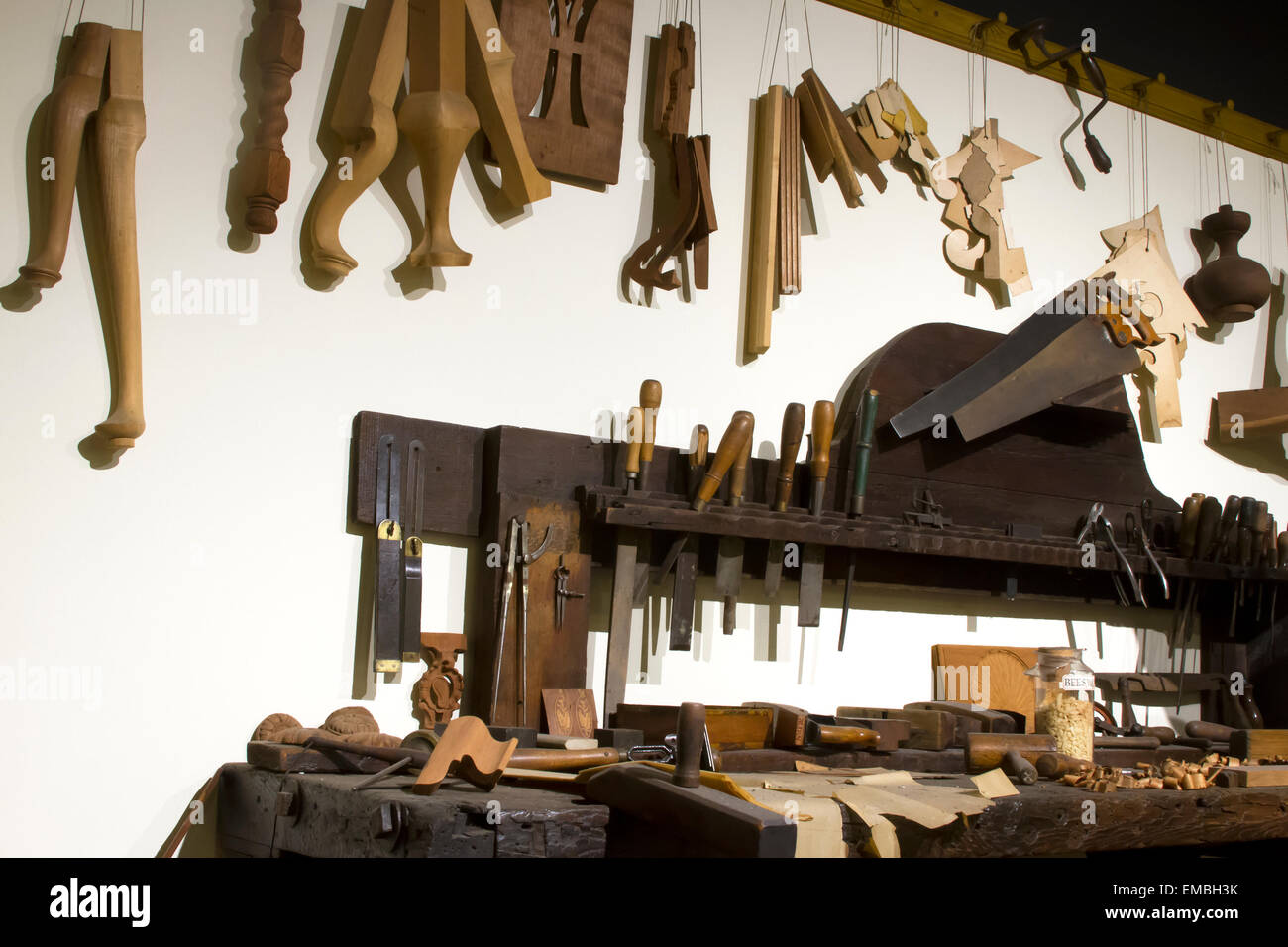 Workbench with clockmaker tools and components Stock Photo - Alamy