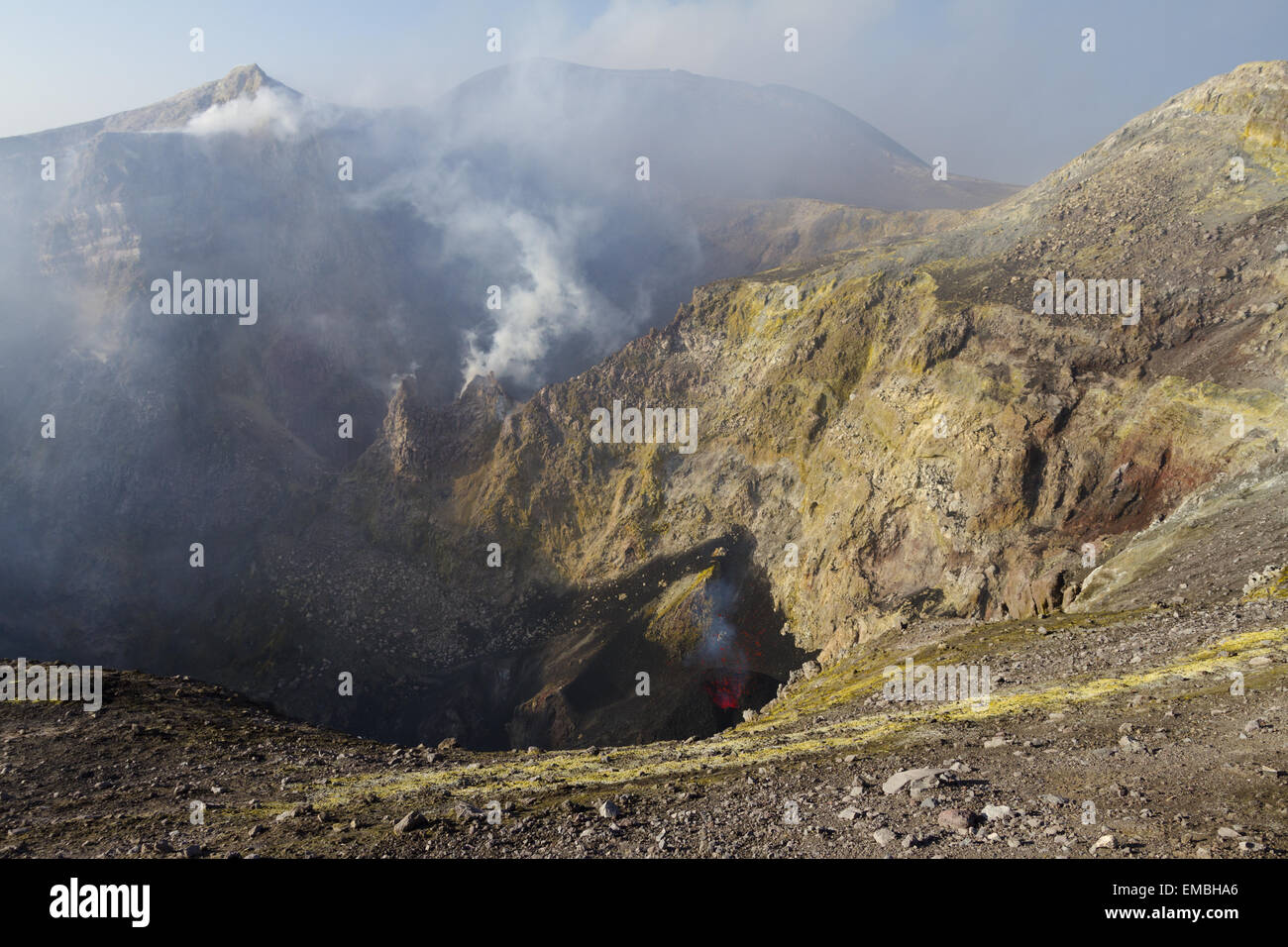 Etna eruption in summit crater Stock Photo - Alamy