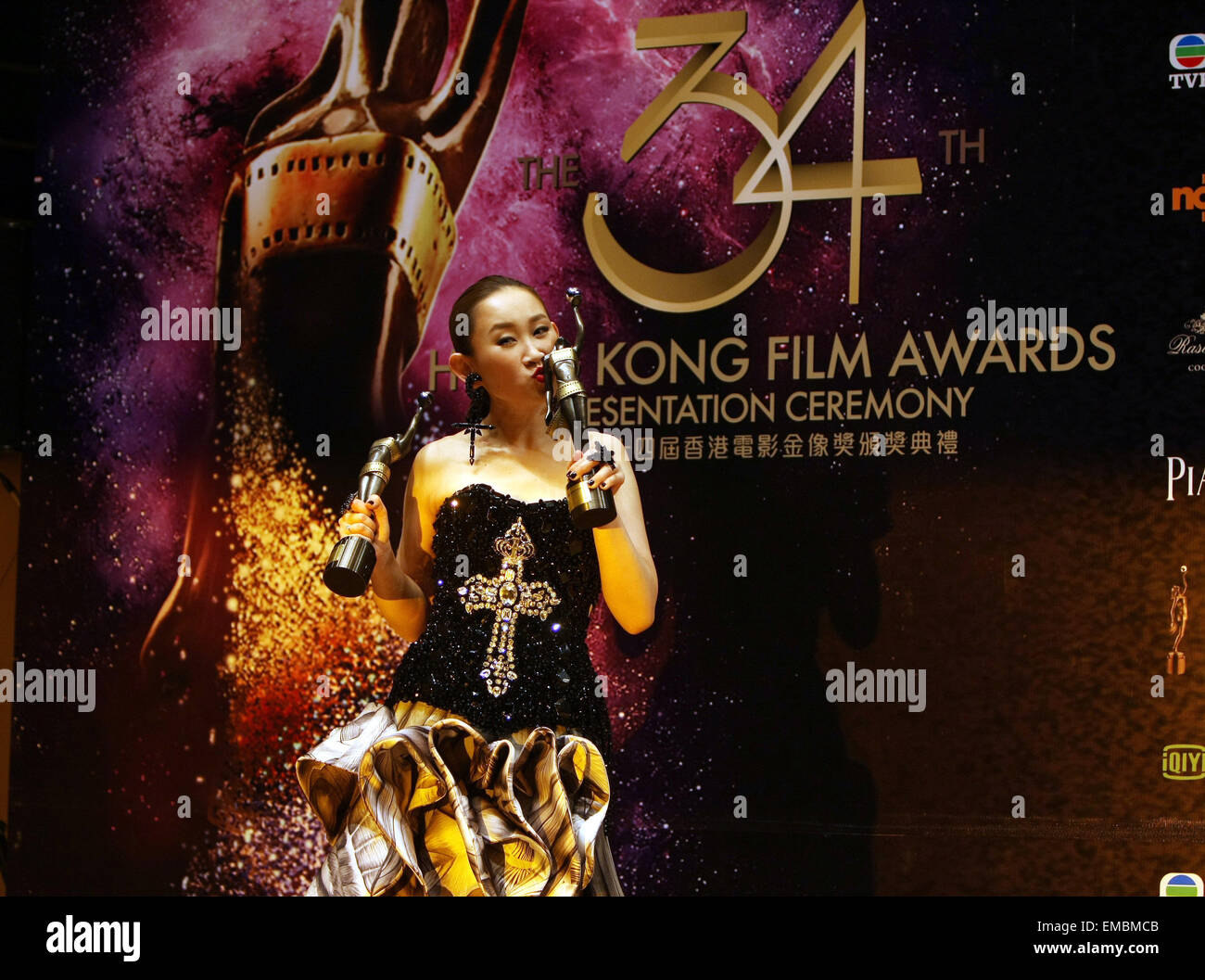 Hong Kong, China. 19th Apr, 2015. Actress and singer Ivana Wong holds ...