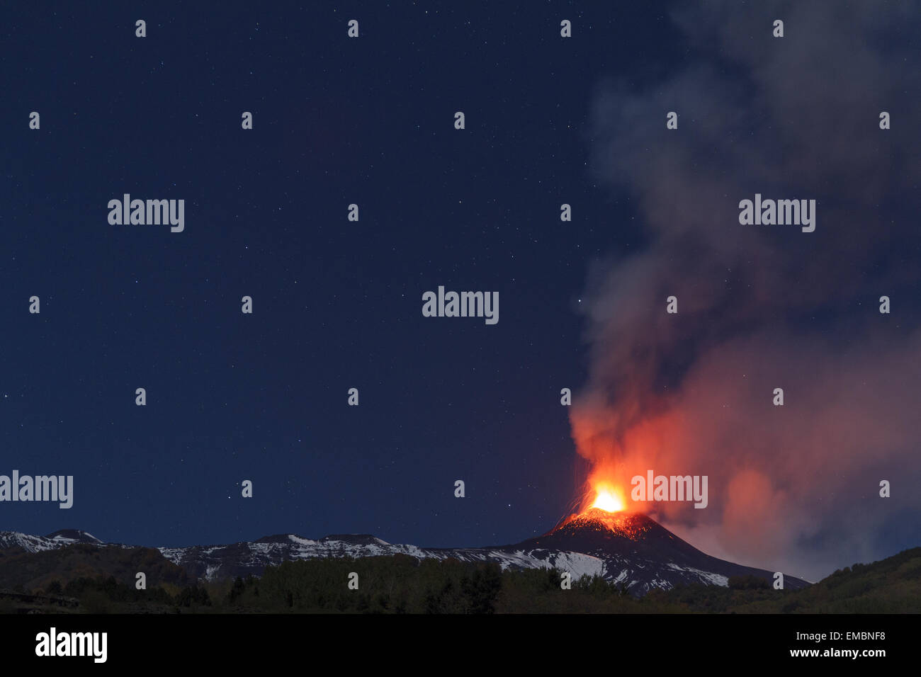 Volcanic explosion night Stock Photo - Alamy