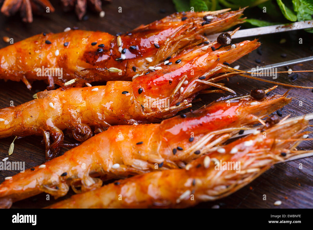 China style barbecue, grilled shrimp Stock Photo - Alamy