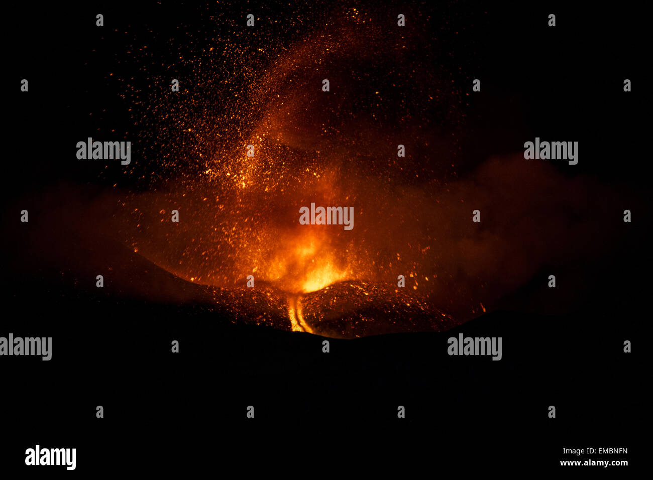 Volcanic explosion night Stock Photo - Alamy