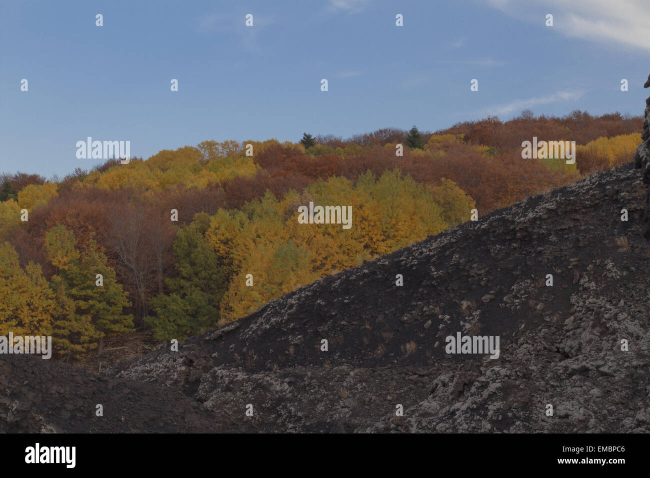 Volcano autumn landscape Stock Photo - Alamy