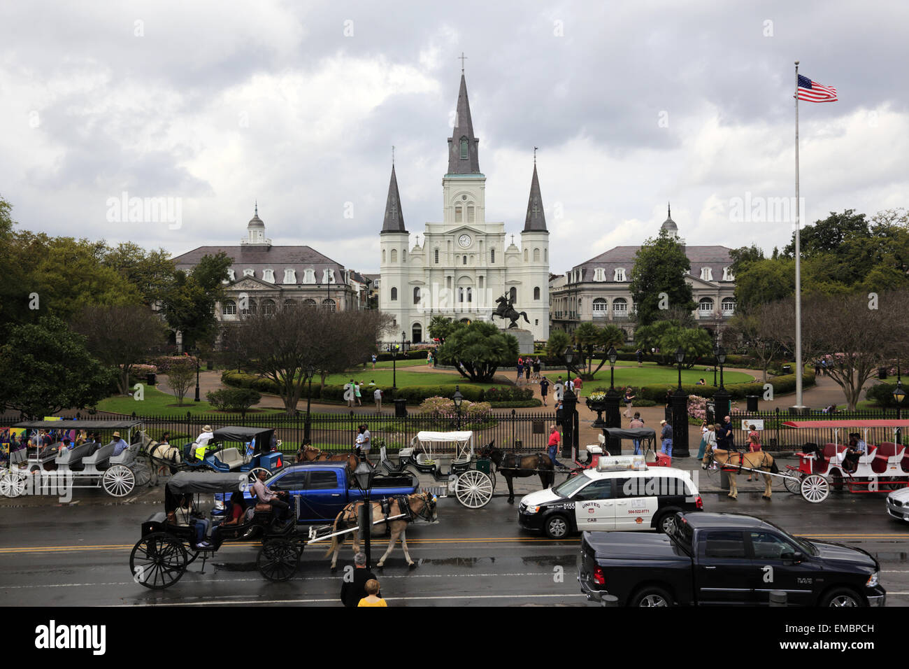 St.Louis Cathedral with Jackson Square in foreground.French Quarter.New ...
